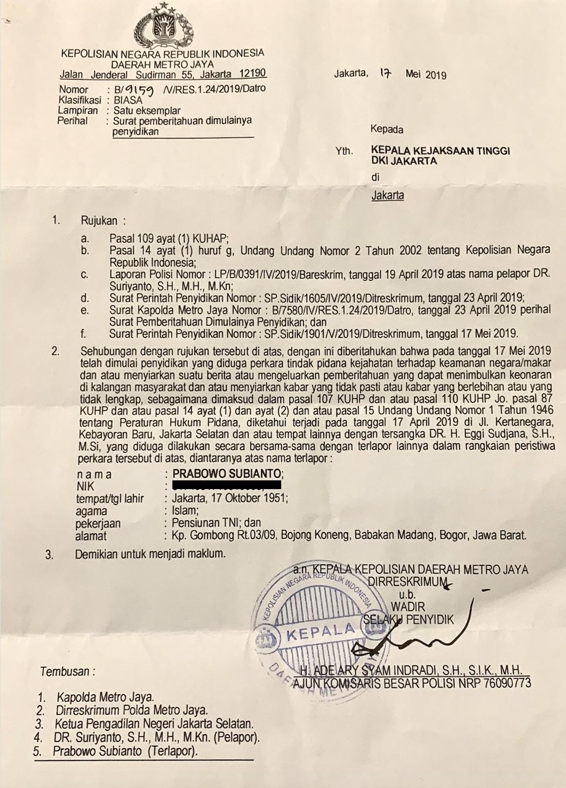 Contoh Surat Perintah Penangkapan Dari Kepolisian - Delinewstv